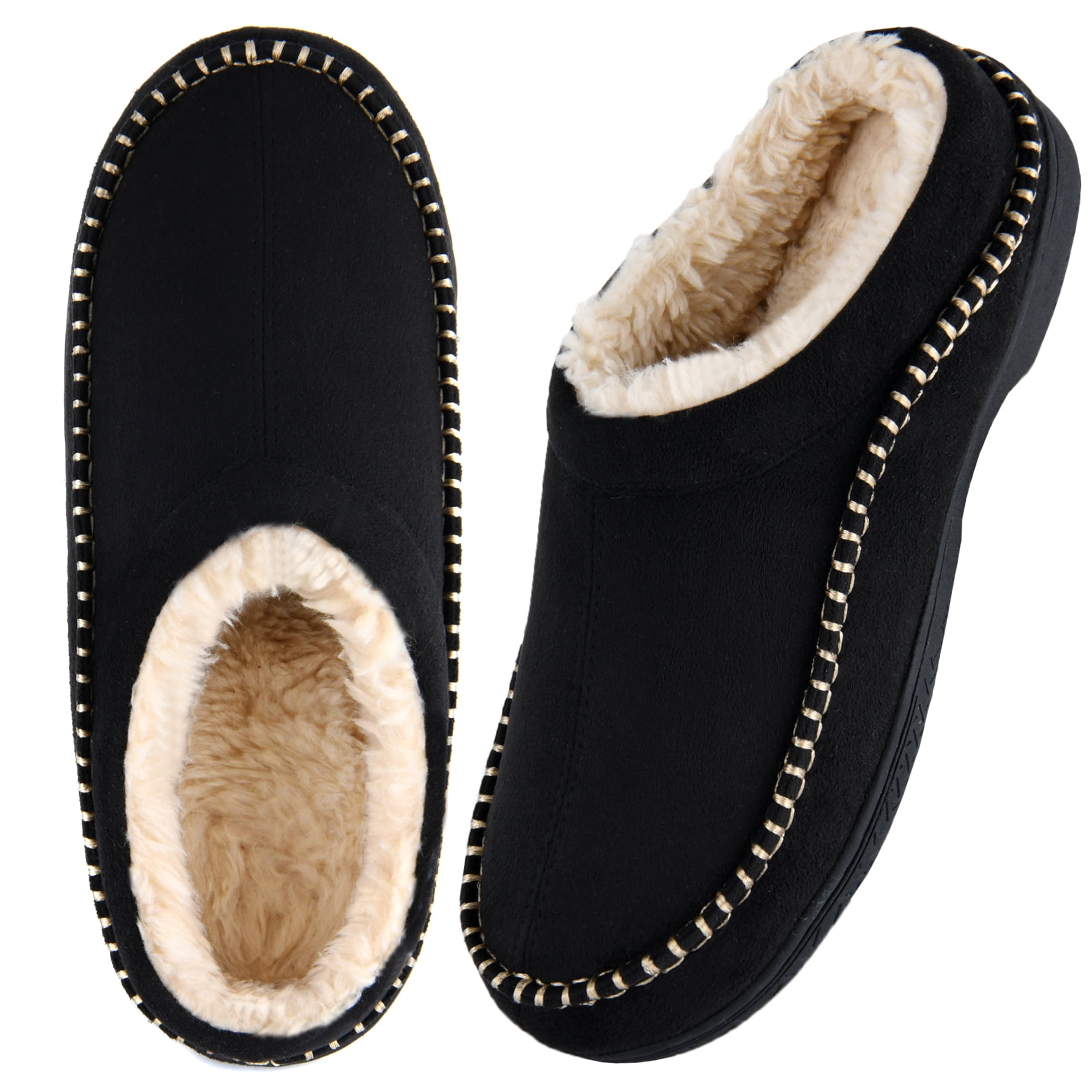 LORDFON Moccasin Slippers for Men,Fuzzy Fluffy Warm Bedroom Indoor Mens ...