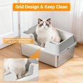 Extra Large Stainless Steel Cat Litter Box with Lid, Semi Enclosed Leak ...