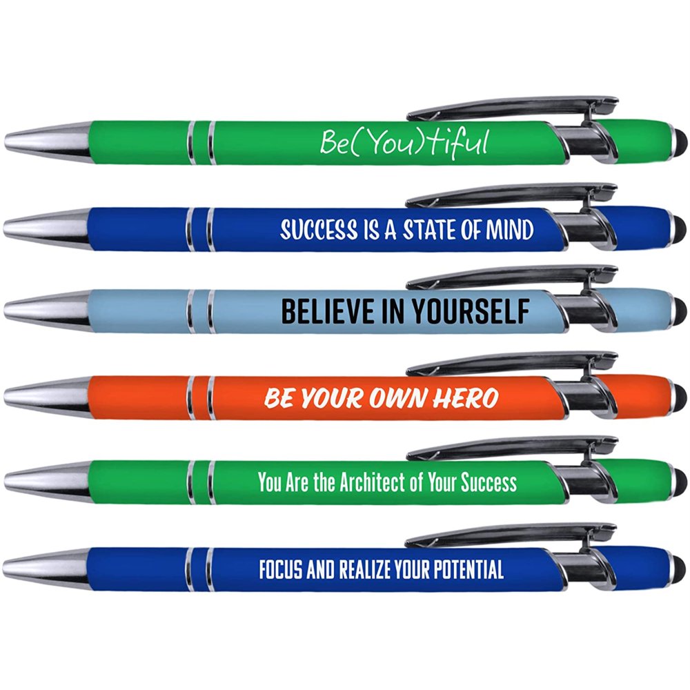 Greeting Pen Motivational Quotes Pen Set with Soft Touch Coated Metal ...