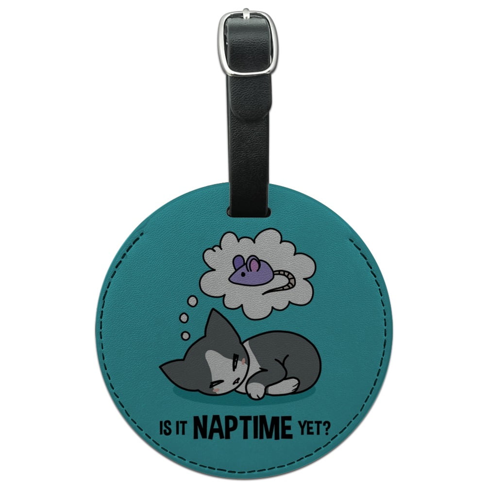 Is It Cat Naptime Yet? Dreaming Round Leather Luggage Card Suitcase ...