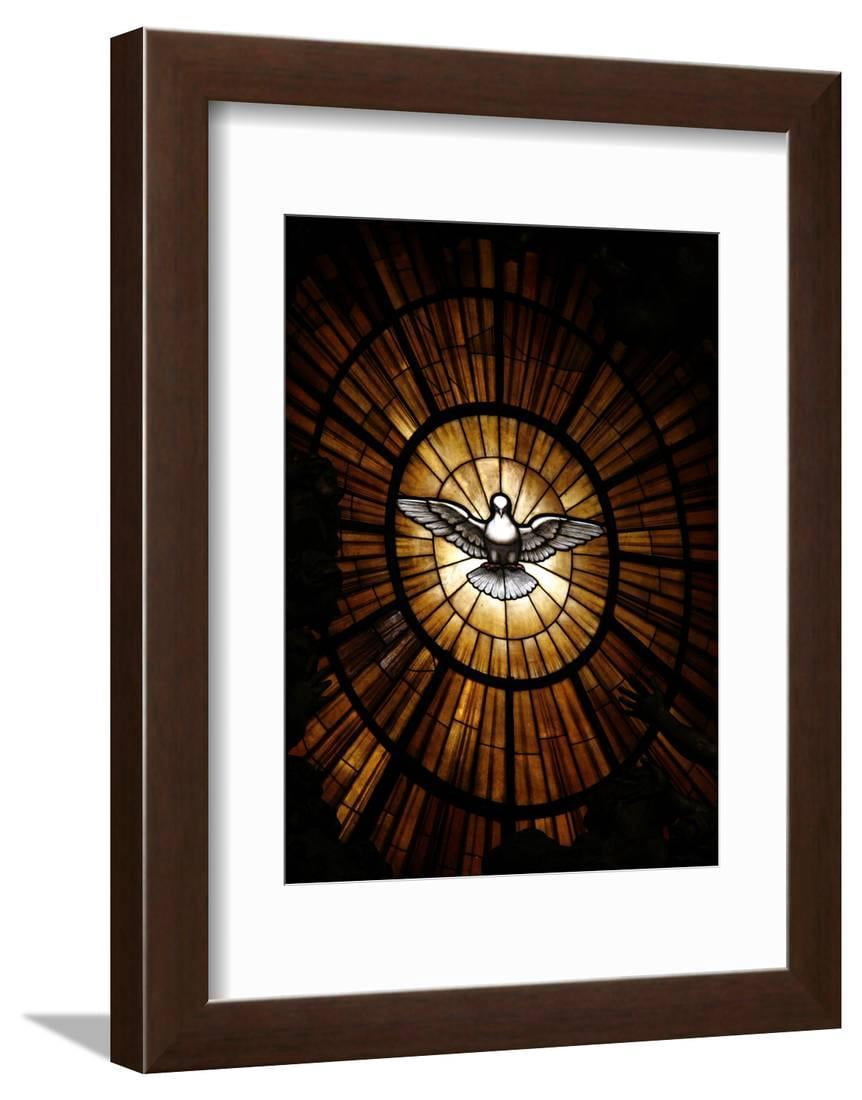Stained Glass Window in St. Peter's Basilica of Holy Spirit Dove Symbol ...