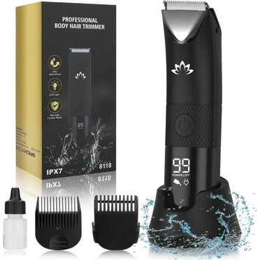 Hoey Trimmer for Men - Electric Body Hair Trimmer with Light, IPX7 ...