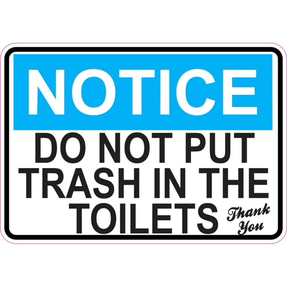 5in x 3.5in Blue Do Not Put Trash In The Toilets Sticker Vinyl Wall ...