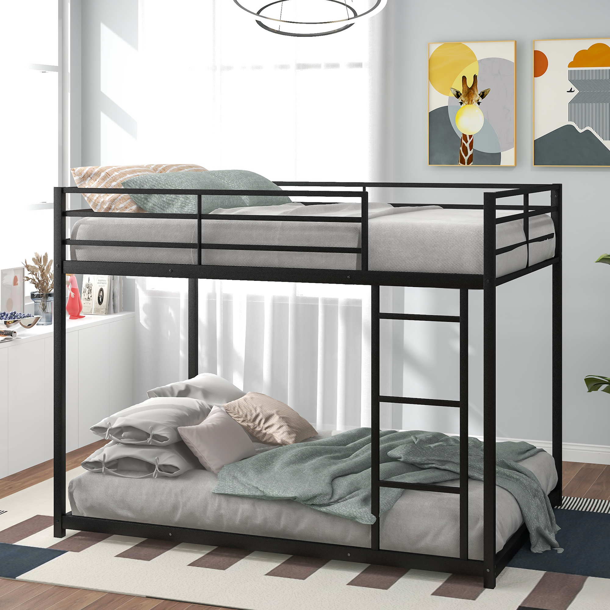 Nestfair Black Full over Full Metal Bunk Bed - Walmart.com