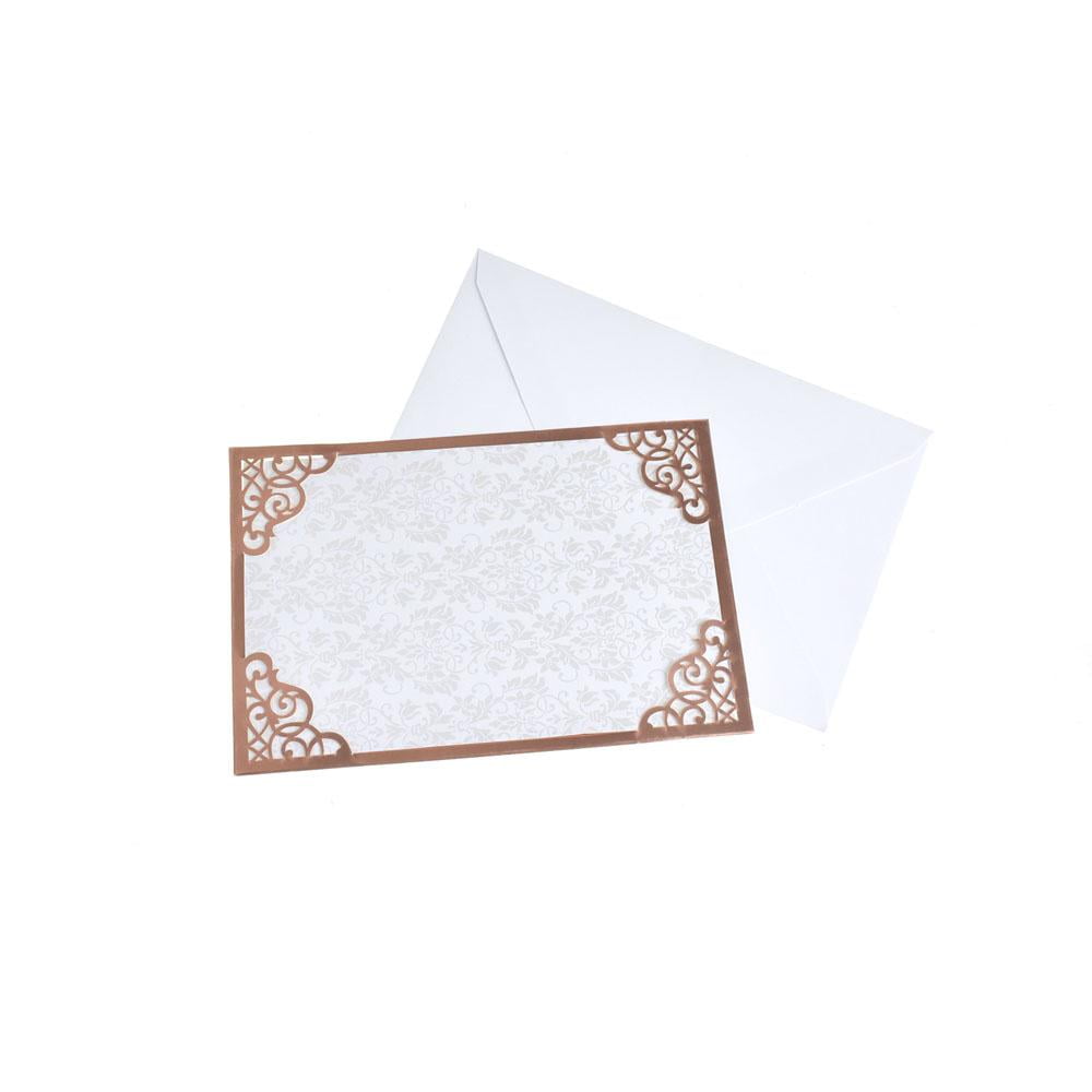 Blank Invitations Rectangle Laser Cut Design, Rose Gold, 7-1/4 Inch, 8 ...