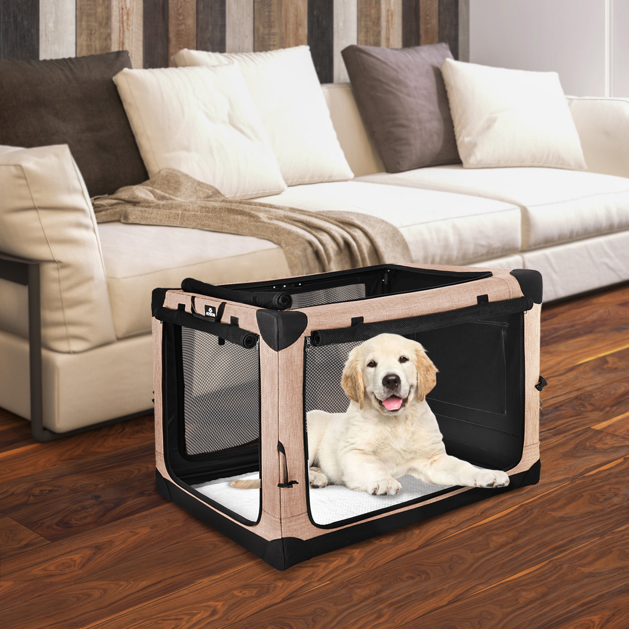 26" Collapsible Dog Crate, Dog Travel Crate,Portable Dog Crate,4 Door ...