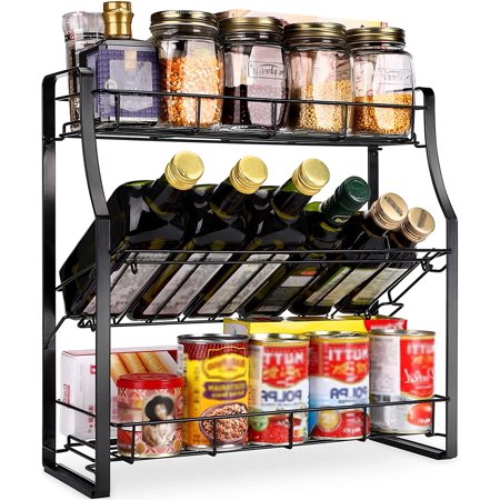 Spice Rack Organizer – Seasoning Jars Basket, 3 Tiers Metal Storage ...