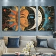 3pcs Celestial Canvas Art Set - Unframed Sun and Moon Phase Wall Decor ...