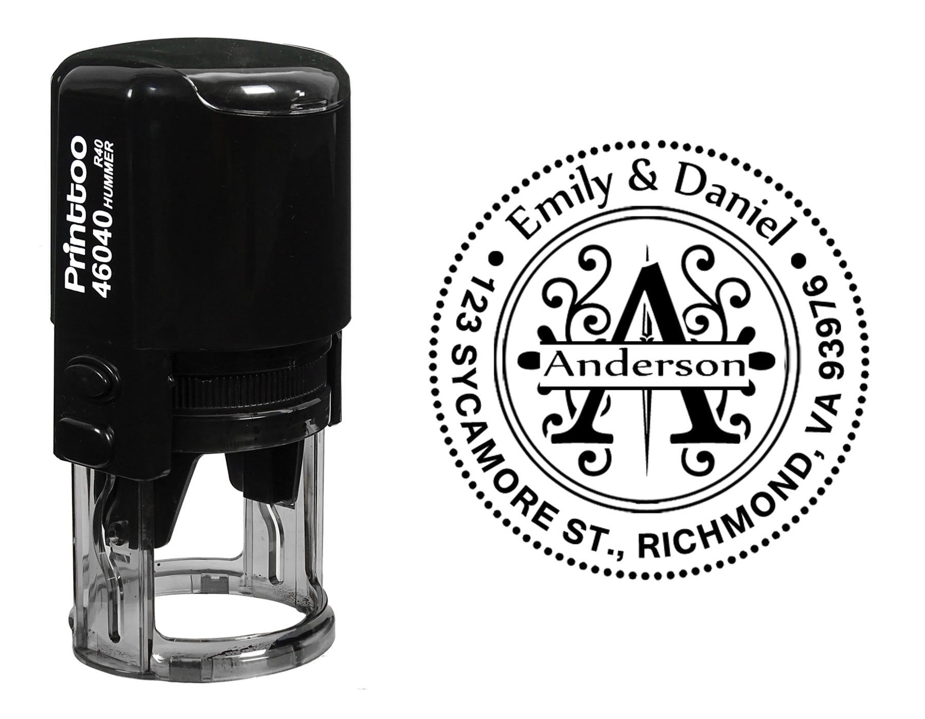 Printtoo Custom Return Address Round Self Inking Rubber Stamp ...