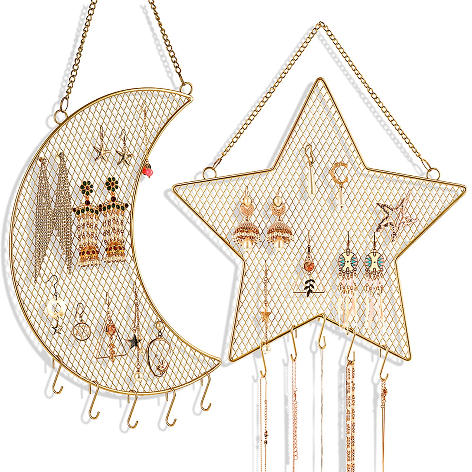 1PC Earring Wall Holder Hanging Jewelry Storage Organizer, Metal Grid ...