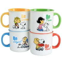 Peanuts Gentle Reminders Stoneware 4 Piece 21oz Mug Set in Assorted ...