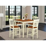 East West Furniture Vernon 5-piece Wood Dining Table Set in Buttermilk ...