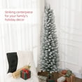 6ft Artificial Pencil Christmas Tree with 329 Snow Flocked Tips, Metal ...