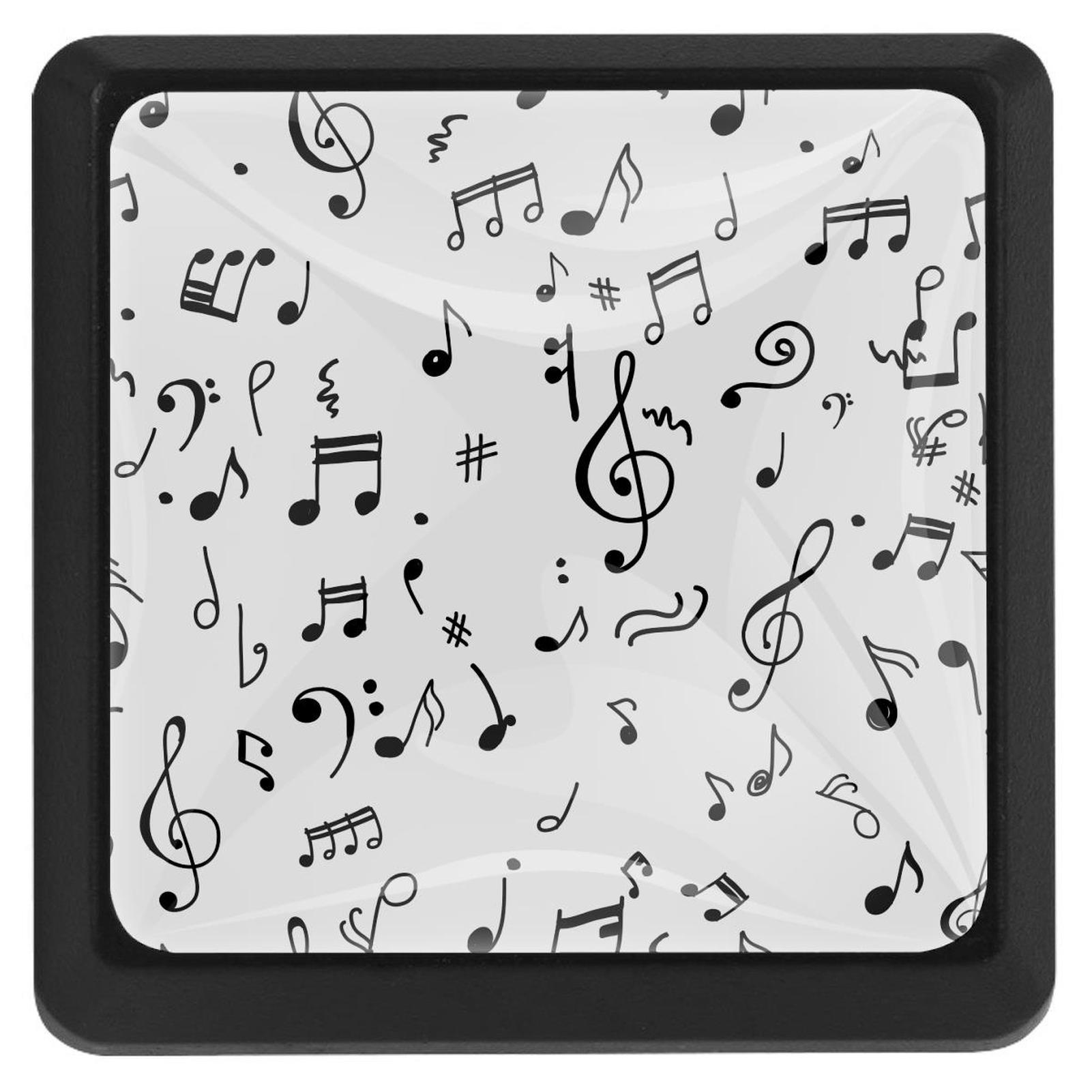 3 Pack Music Notes Square Cabinet Door Knobs Decor for Cupboard ...