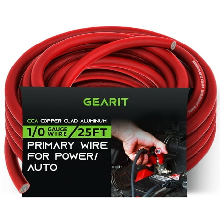 (Red - 7.6m, 1/0 Guage Wire) - GearIT 1/0 Gauge Wire (7.6m - Red ...