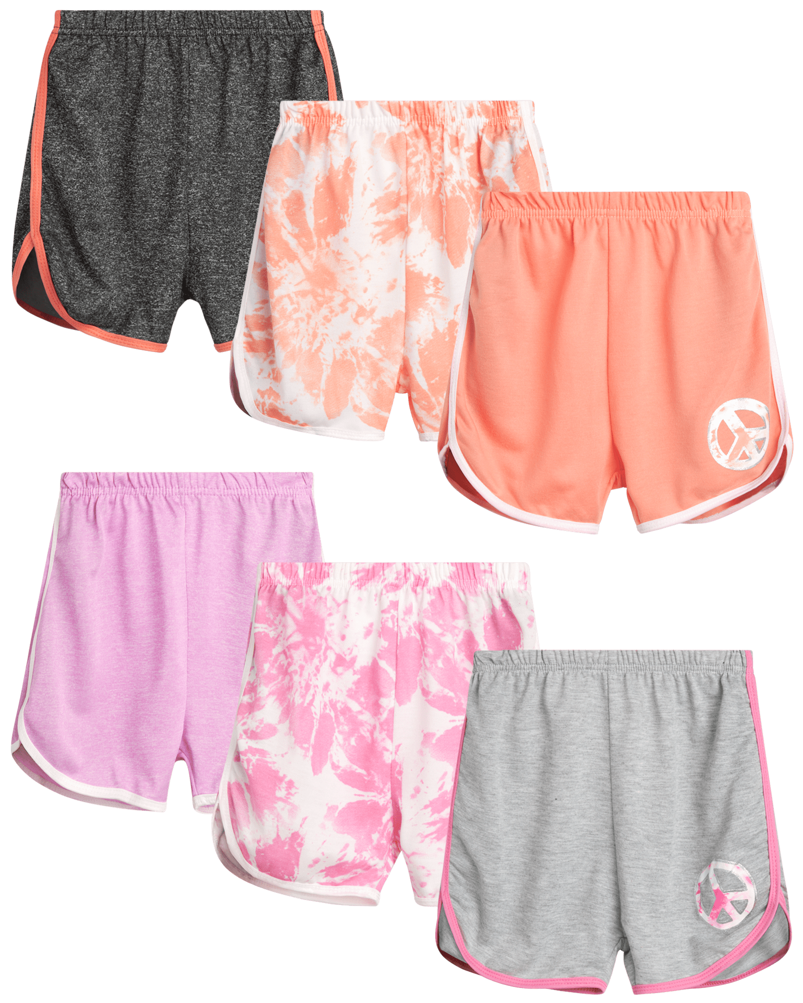 Coney Island Girls Shorts 6 Pack French Terry Active Dolphin Gym