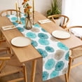 Blue Green Floral Cotton Linen Table Runner Modern Blue Green Khaki ...