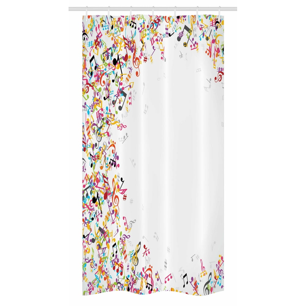 Music Stall Shower Curtain Colorful Musical Notes With Frame Festival