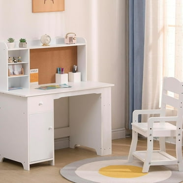 Topcobe Kids Study Desk Children Writing Table with Hutch Drawer ...