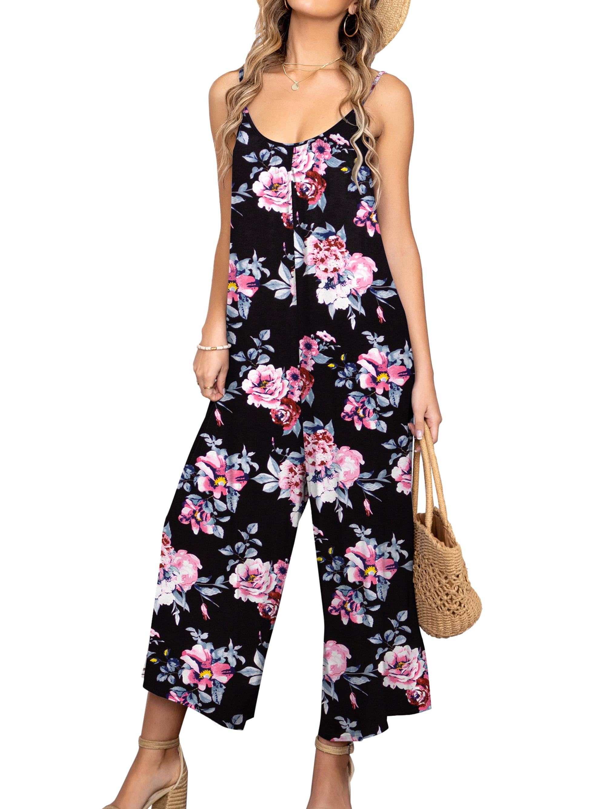 CALIPESSA Womens Summer Floral Print Rompers And Casual Jumpsuits For ...