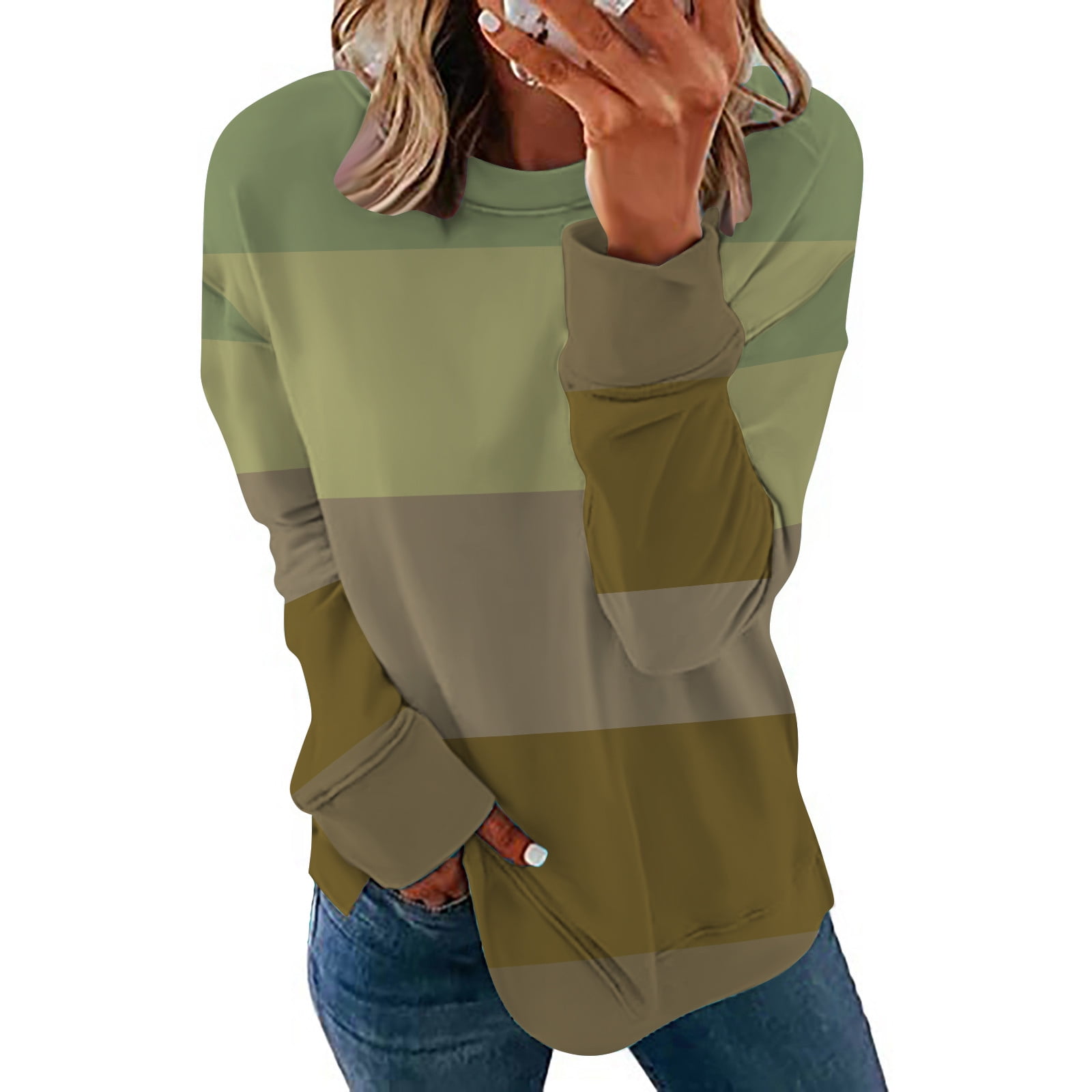 JWZUY Women's Comfortable Pullover Fashion Jumper Crewneck Blouse ...