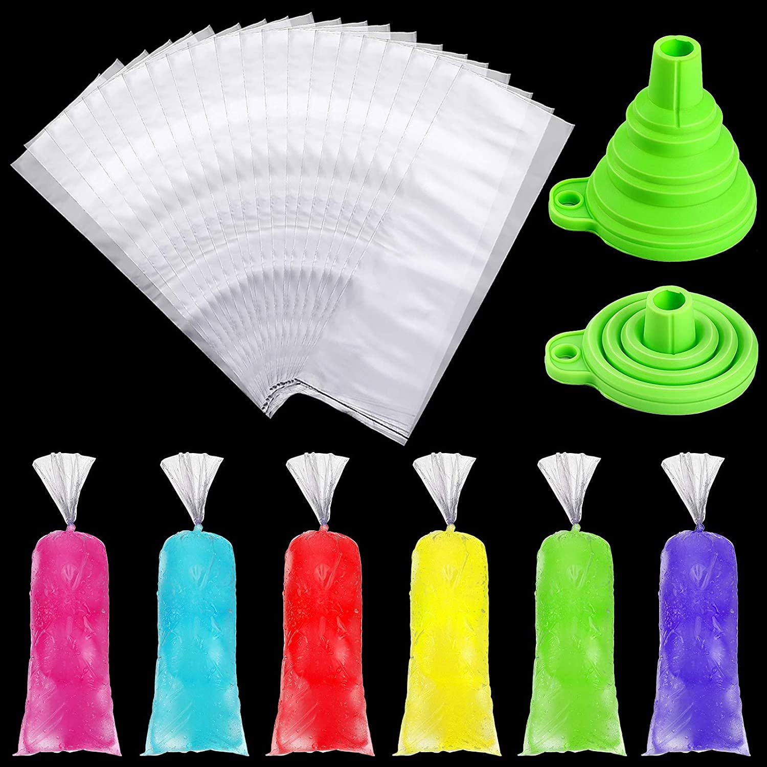 200 Pcs Ice Cream Bags Disposable Ice Pop Mold Bags Plastic Ice Candy ...