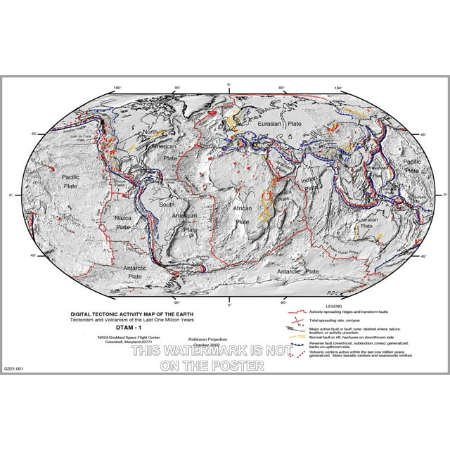 24"x36" Gallery Poster, tectonic plate activity plate tectonics ...