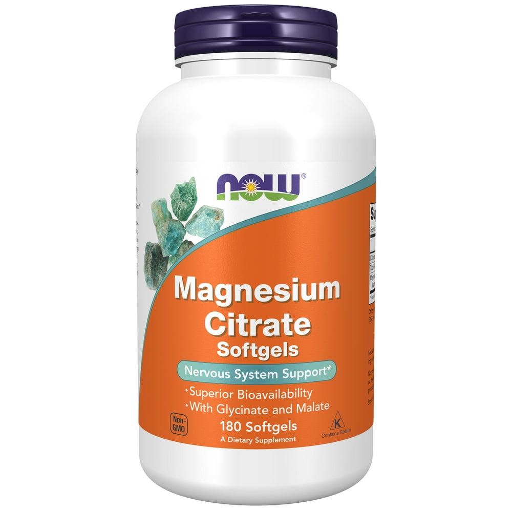 NOW Supplements, Magnesium Citrate, With Glycinate & Malate, Nervous ...