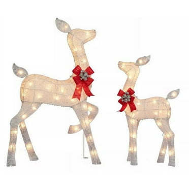 Northlight Set of 3 Lighted Reindeer and Sleigh Outdoor Christmas ...