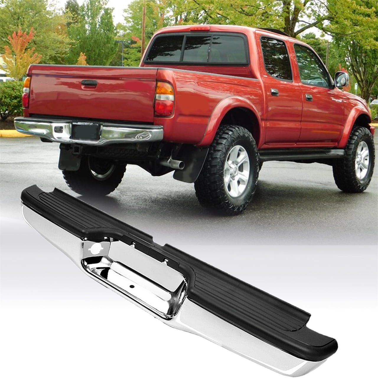ALL-CARB Chrome Steel Rear Step Bumper Face Bar Assembly Replacement ... ALL-CARB Chrome Steel Rear Step Bumper Face Bar Assembly Replacement ...