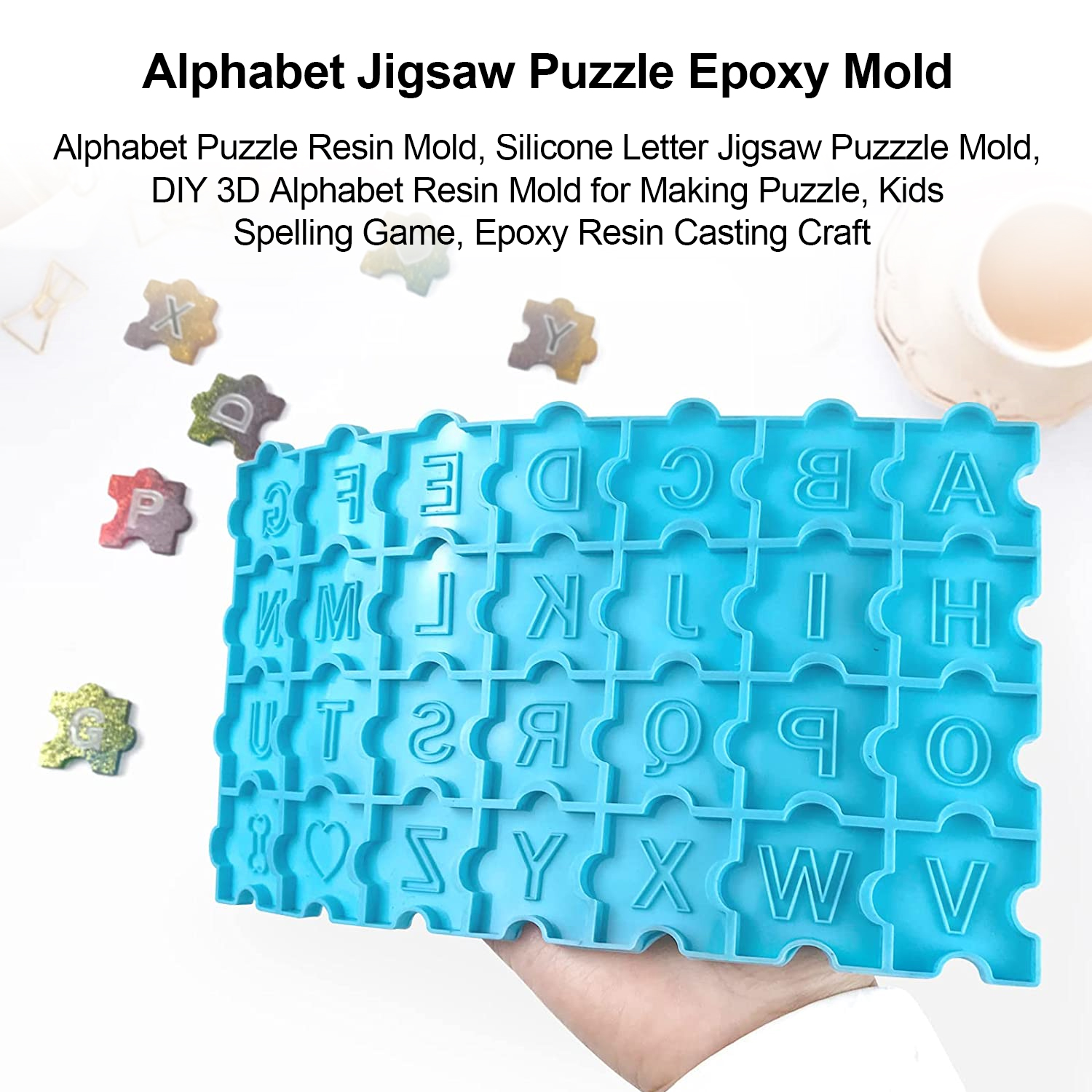 MATHOWAL Alphabet Puzzle Resin Mold Silicone Letter Jigsaw Puzzzle mathowal-alphabet-puzzle-resin-mold-silicone-letter-jigsaw-puzzzle