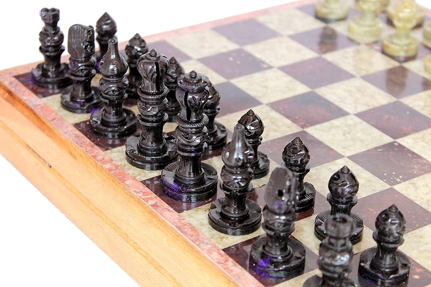Buy StonKraft - 10 x 10 Inches - Hand-carved Chess Board with Wooden ...