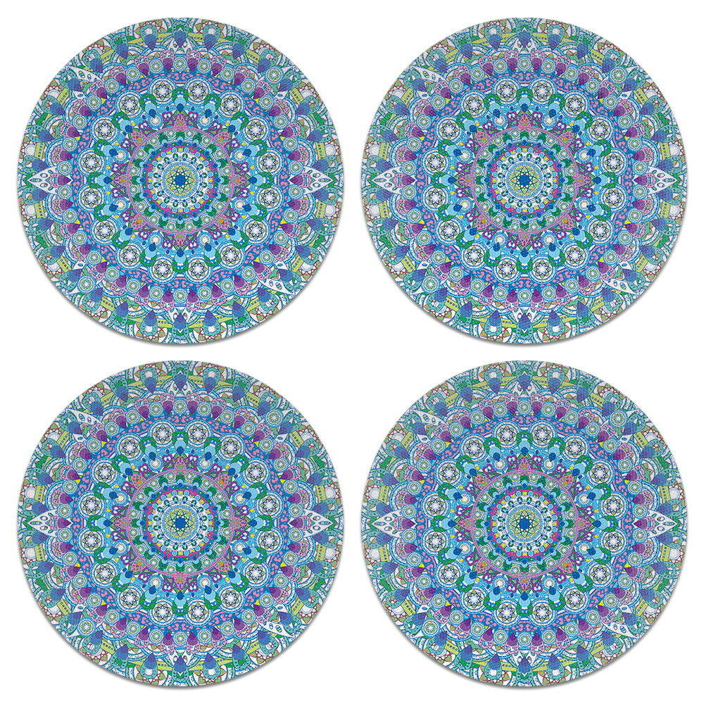 CARIBOU Drink Round Fabric Felt Neoprene Coasters Set of 4pcs, Bohemian ...