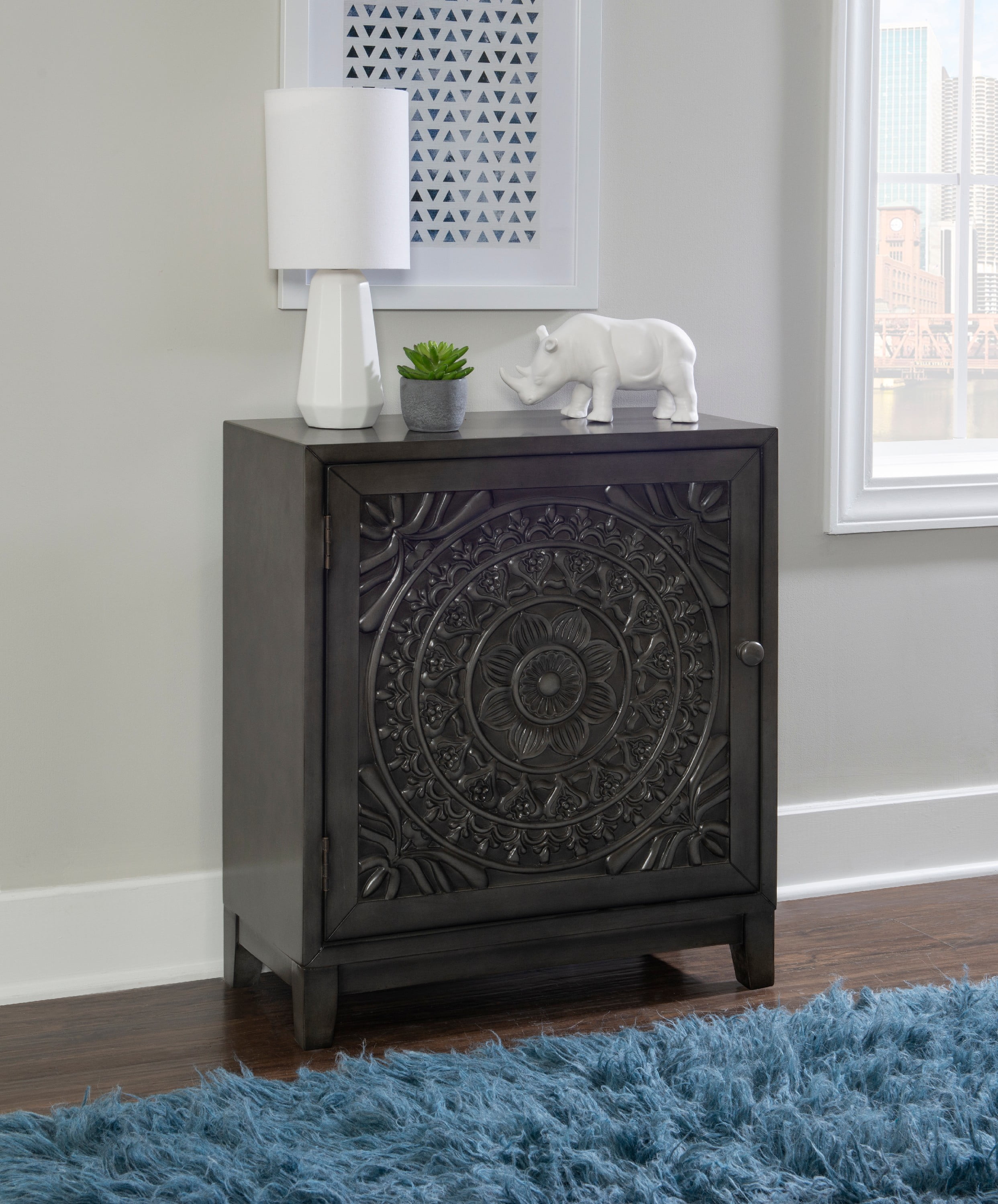 Grace Single Door Cabinet with Shelves, Gray - Walmart.com