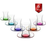 Crystalia Small Turkish Tea Set, Clear Glass Cups with Handle, 6 Cups&6 ...