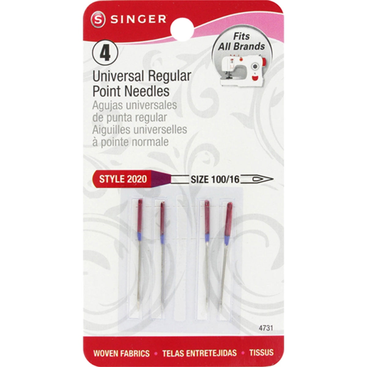 Singer Size 16/100 Universal Regular Point Machine Needles, 4 Count ...