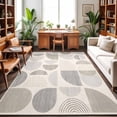 Abstract Semicircles Washable Area Rugs 2.7'x5', Boho Art Modern Taupe ...