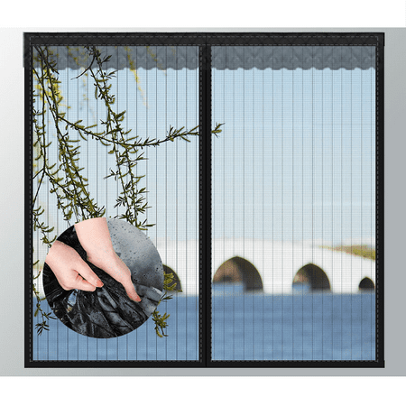 Magnetic Mosquito Net Window,100x120cm Black Self Adhesive Mesh Curtain ...