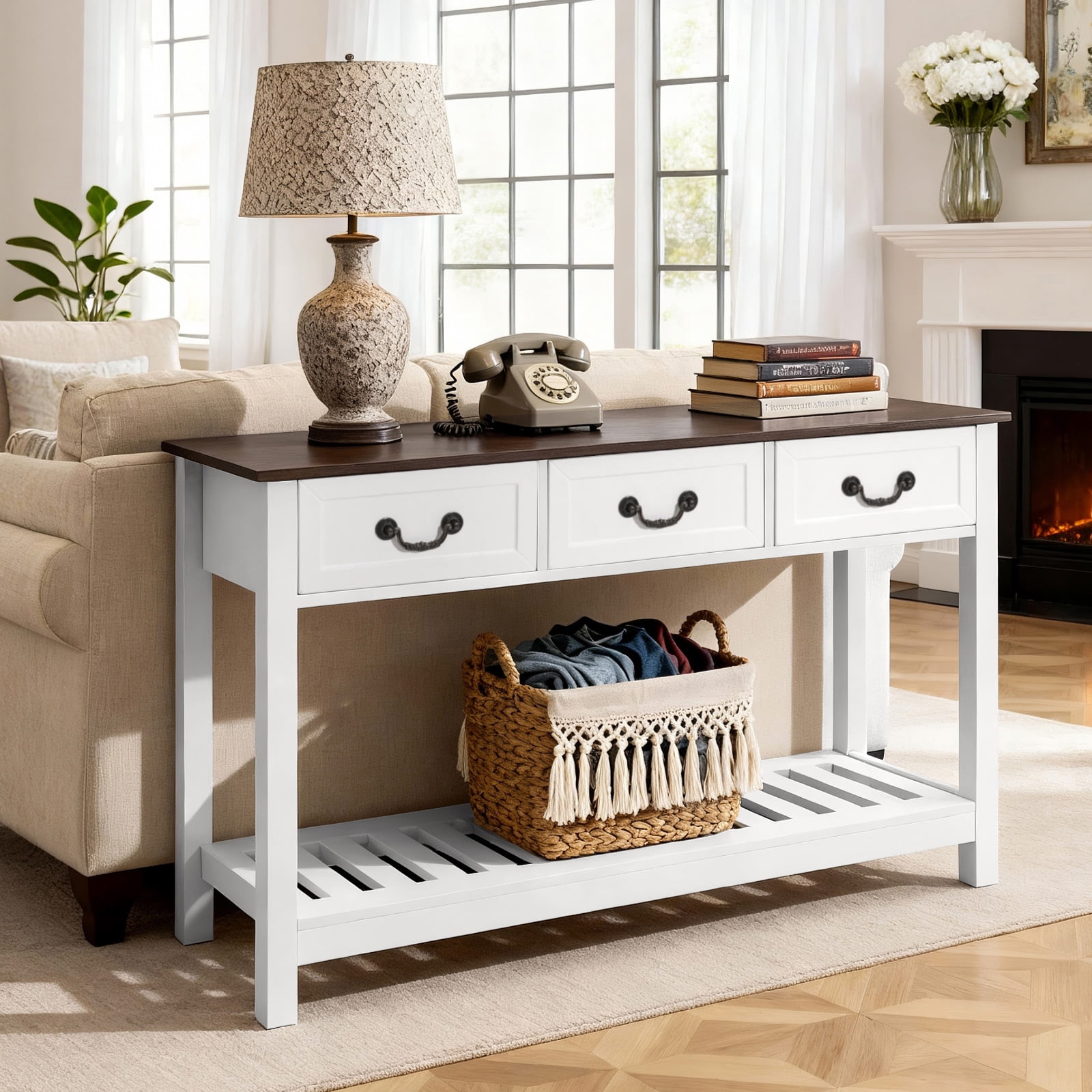 Click here for Vevor 47 In Console Table  Farmhouse Desk Behind T... prices