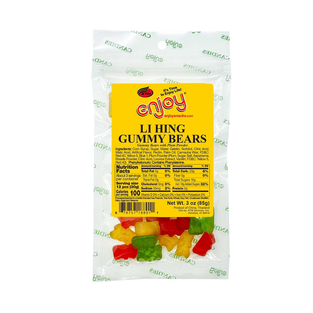 Enjoy Li Hing Gummy Bears, 3 oz - Walmart.com