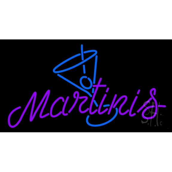 Blue Lounge With Arrow and Martini Glass LED Neon Sign 13 x 24 - inches ...