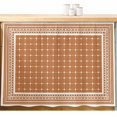 Burnt Orange White Border Grids Cabinet Curtains 28"W x 35L, Geometric ...