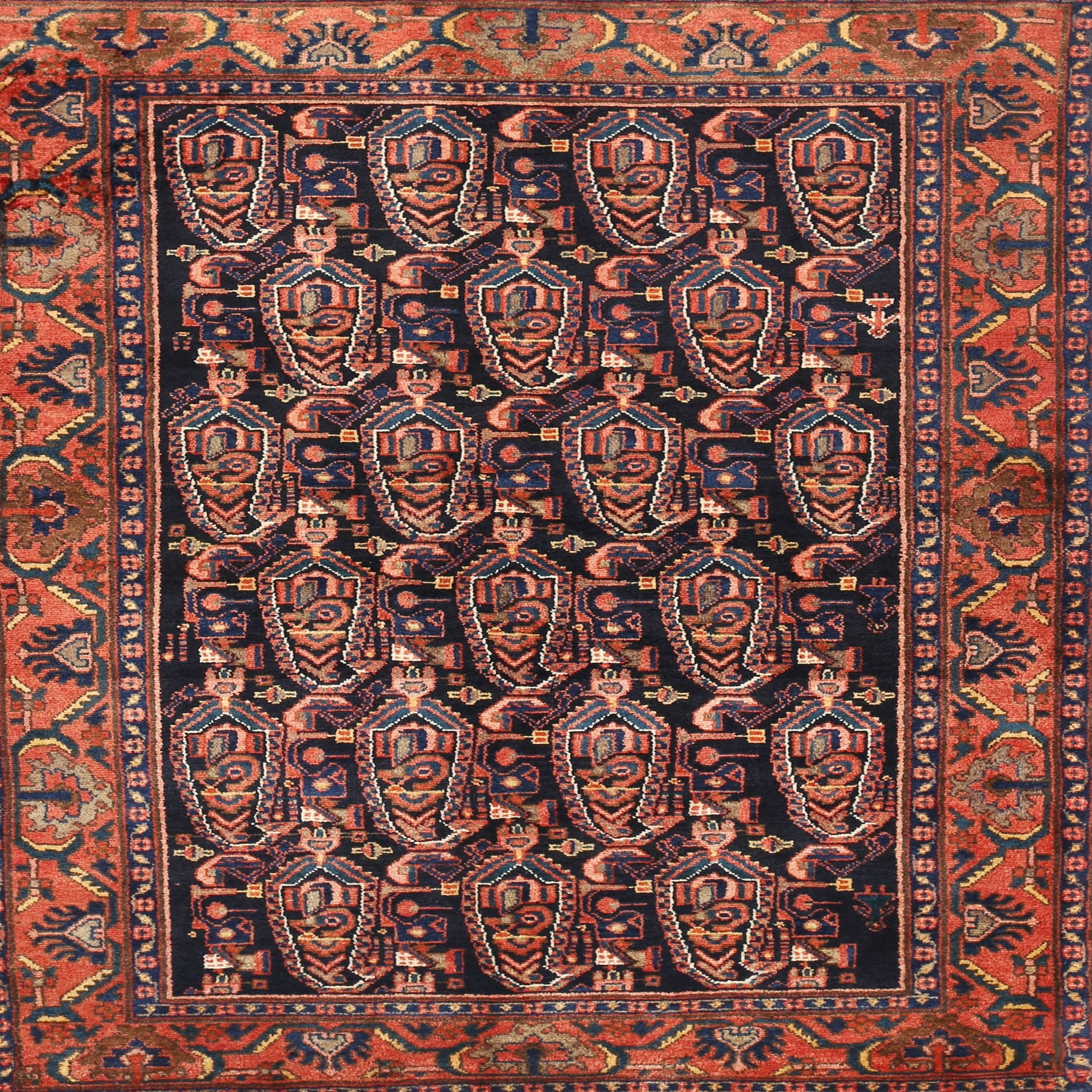 Ahgly Company Indoor Square Traditional Rust Pink Persian Area Rugs, 7 ...