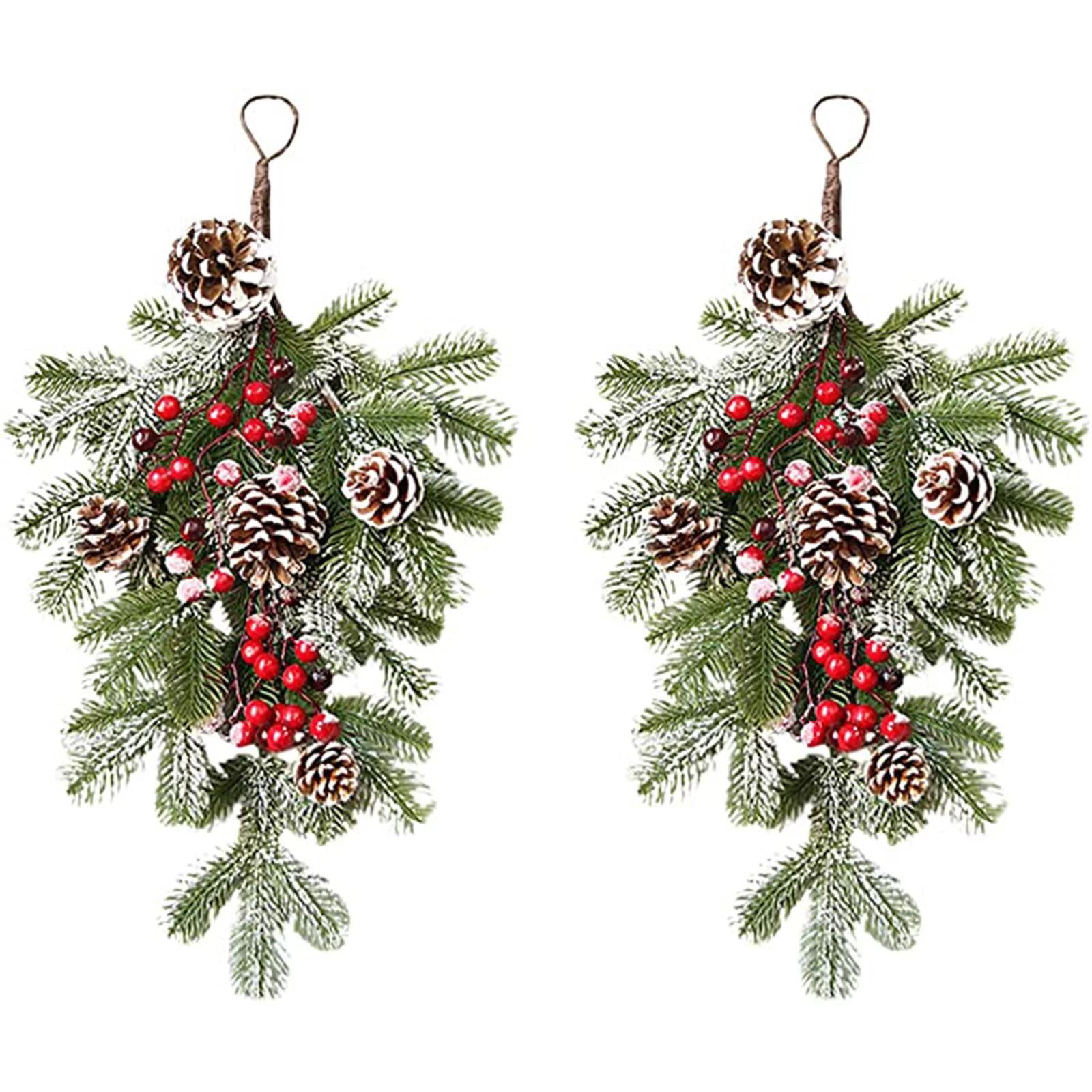20" Pre-Lit Stair Swags Christmas Garland for Stairs Railing Prelit ...