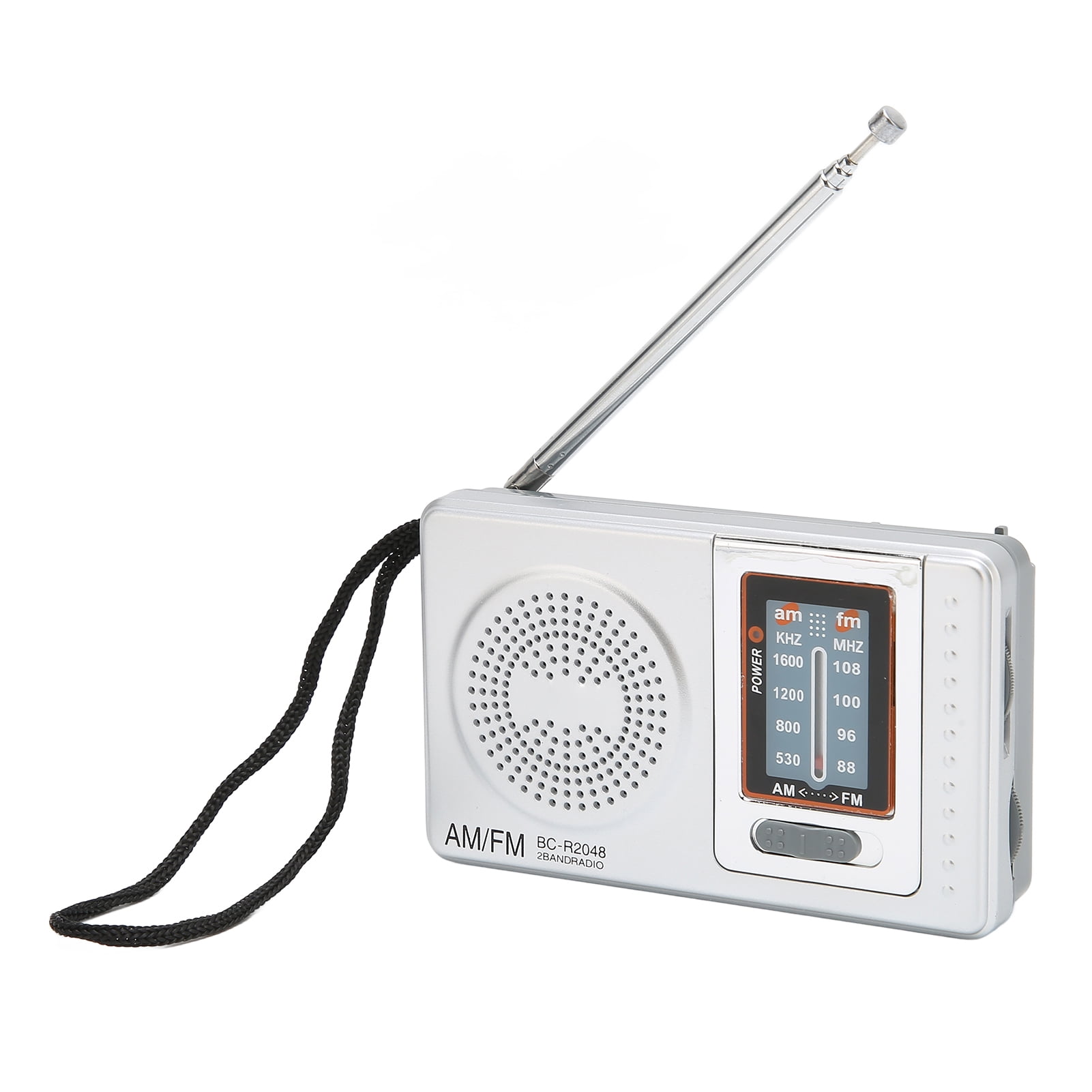 Radio a batería, radio AM FM, radio portátil plateada, radio de ...