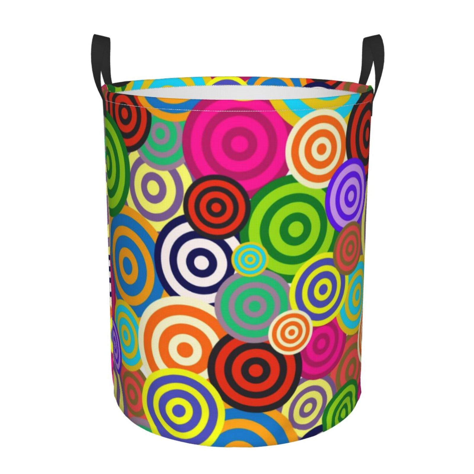 LNWH Laundry Basket, Rainbow Circles Background Pattern Foldable ...