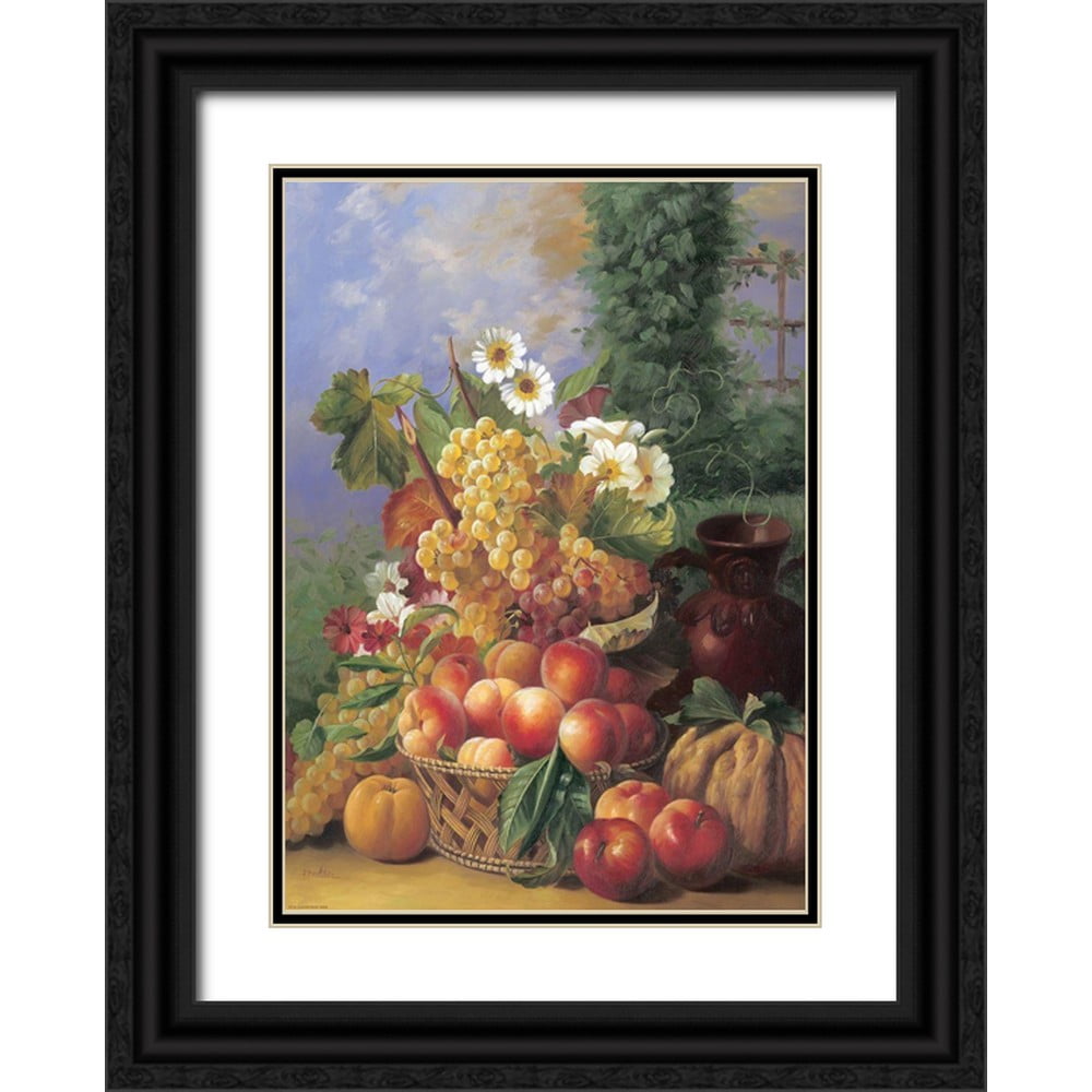 Edward 14x18 Black Ornate Wood Framed with Double Matting Museum Art ...