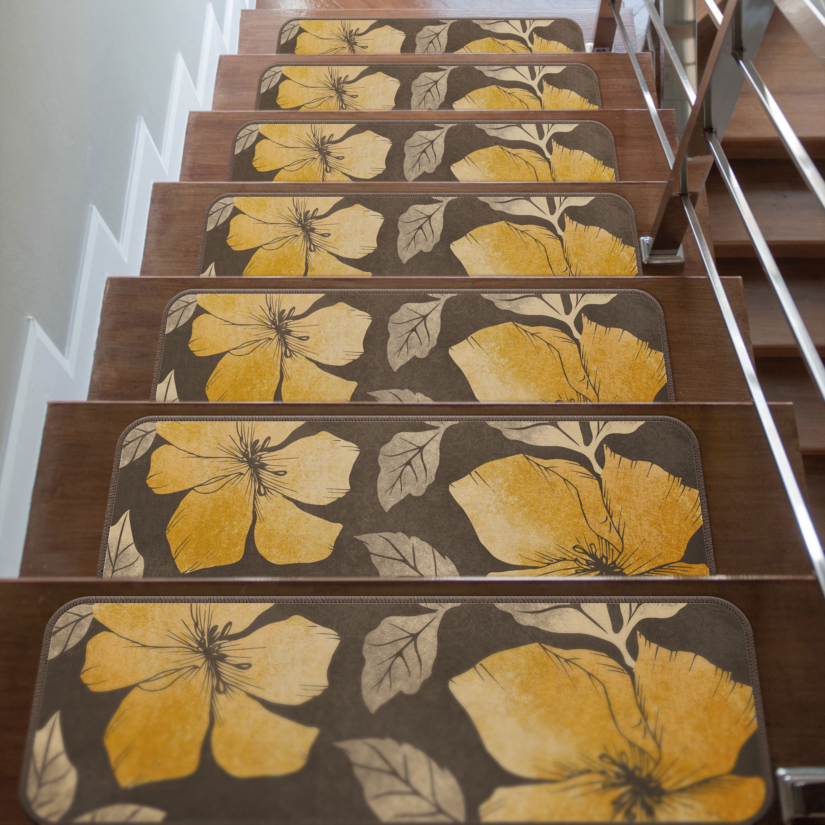 CAMILSON Stair Treads - 8.5" x 26" Floral Non Slip for Indoor Stair ...