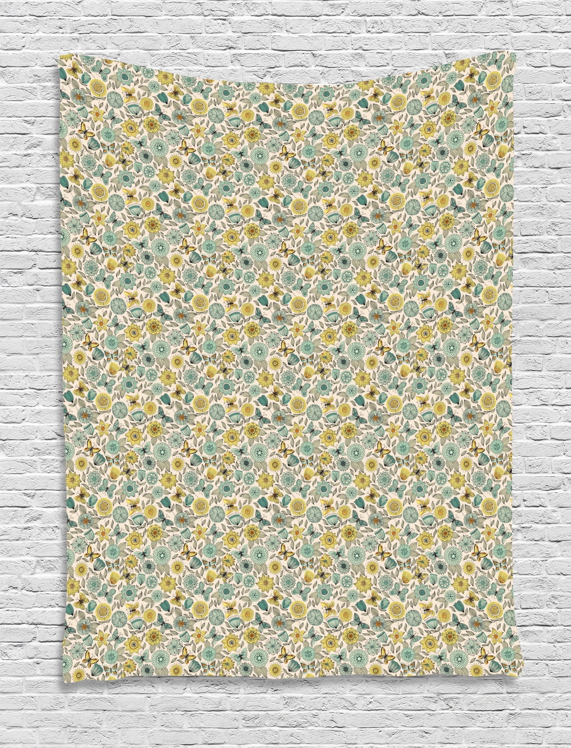 Spring Tapestry, Tangled Design of Ornate Butterfly Wings and Floral ...