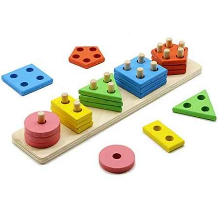 Wooden Sorting Stacking Toy Montessori Toys for 1 2 3 Year Old Boys ...